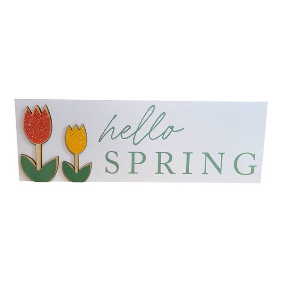 Unknown | Accents | New Hello Spring Colorful Tulip Wood Home Decor ...